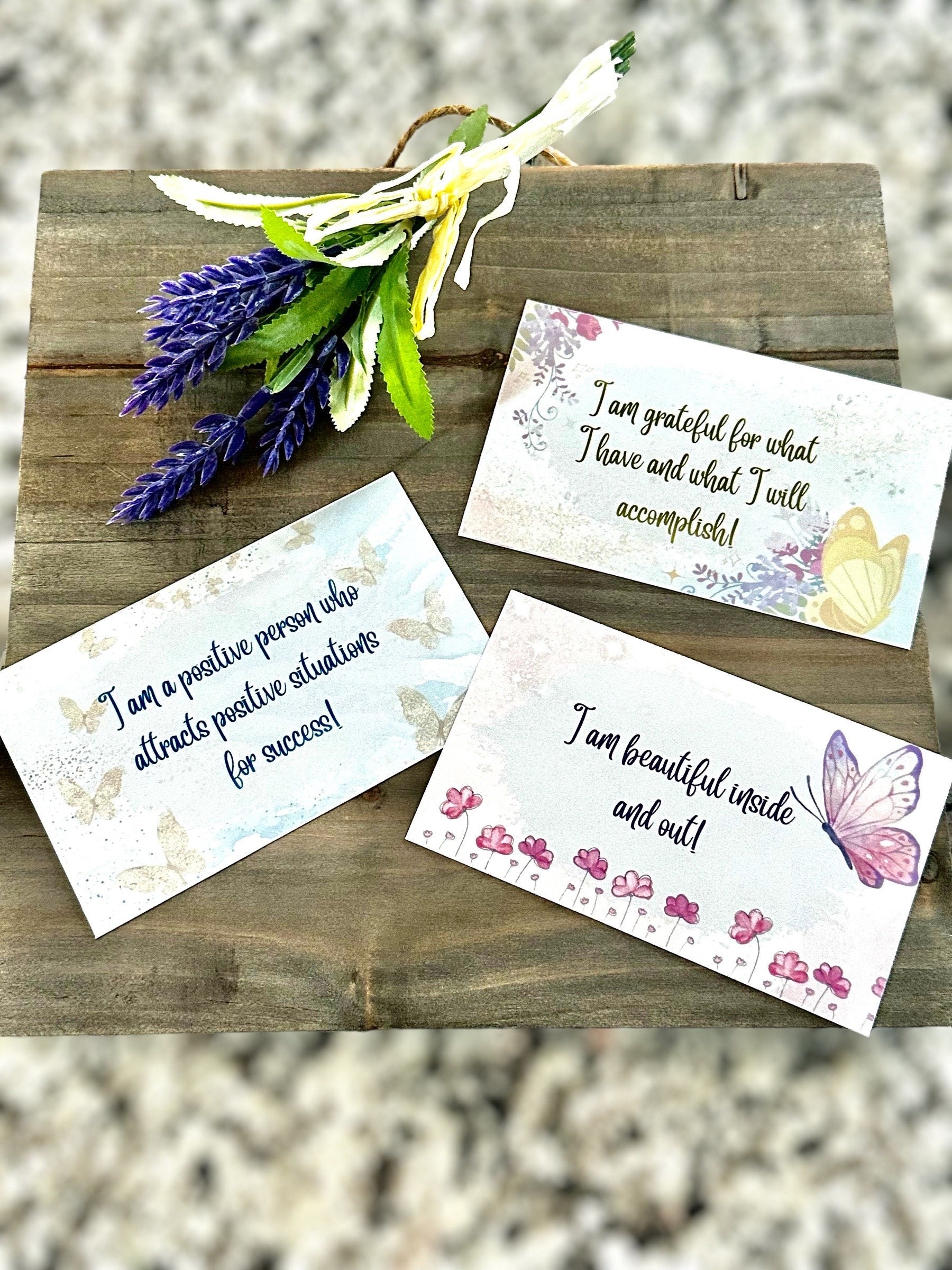 30 Positive Affirmation Butterfly Cards; Inspirational Cards of Affirm ...